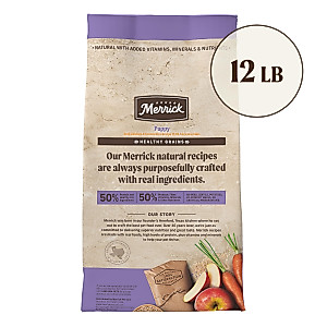 Merrick Healthy Grains Premium Dry Dog Food, Wholesome And Natural Kibble For Healthy Digestion, Puppy Recipe - 12.0 lb. Bag