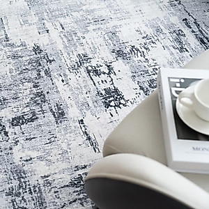 Vamcheer Washable Abstract Area Rug - Contemporary Style for Living Room, Bedroom, Kitchen - Machine Washable Rug for Living Room - Non-Shedding and Easy-Cleaning - Grey 6x9 ft