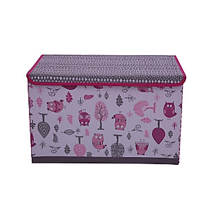 Bacati - Toy Chest Owls in the Woods Pink/Grey