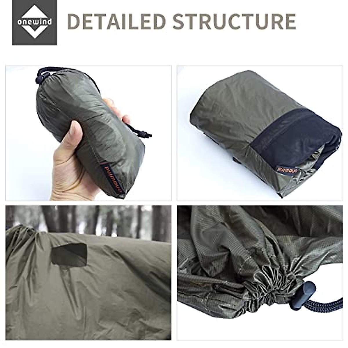 Onewind Premium Hammock Zipper Windsock for Zipper Netted Hammock, Hammock Winter Sock for Wind Blocker, Lightweight and Wind-Resistant Protector for Cold Weather, OD Green