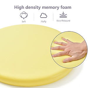 Round Memory Foam Chair Cushion Circle Bar Stool Pad Detachable Chair Seat Cushion with Removable Cover and Rubber Back Anti Slip Kitchen Dining Chair Pad 15 Inches Grey