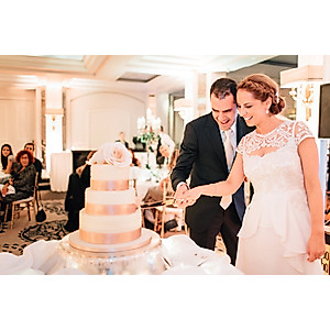 Elegant 2 Piece Cake Server Set 1 Cake Knife and 1 Cake Server 2 Tone Made of Stainless Steel and Beautiful Gold Design Ideal for Weddings, Parties, Elegant Events.