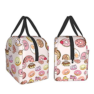 Donuts Lunch Box Insulated Lunch Bag for Kids Teens Girls Boys Women Cooler Reusable LunchBox for School Office Beach Travel