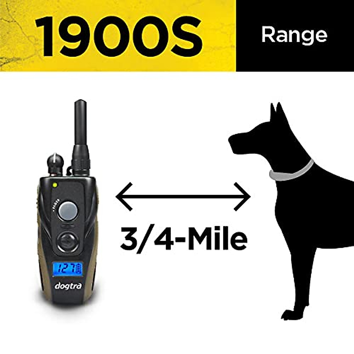 Dogtra 1900S Remote Training E-Collar - 3/4 Mile Range - Electronic Dog Training Collar, Waterproof, Rechargeable, High-Output, Adjustable Levels, Vibration, Obedience, Hunting, K-9, Stubborn Dogs