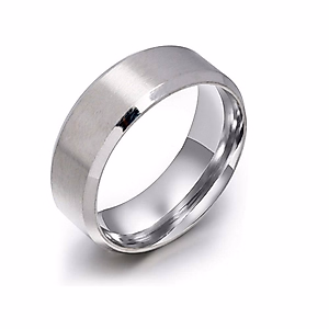 NEXT FASHION Jewelry 8mm Stainless Steel Black Wedding Rings Bands for Mens and Womens - Comfort Fit Sizes 7-13 (Silver, 9)