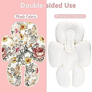 Floral Baby Car Seat Head and Body Support,2-in-1 Reversible CarSeat Insert,Soft Cushion for Stroller, Swing, Bouncer, Vintage Flowers