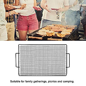 Barbecue Net, Portable Handle Iron Non-Stick BBQ Rack Barbecue Wire Mesh Grill Net for Family Gatherings, Garden Parties, picnics and Camping.