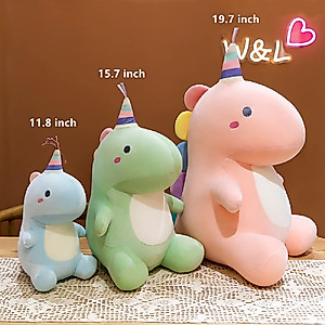 FSLMY Dinosaur Plush Toy Soft Stuffed Cute Animal Dinosaur Plush Doll As A Boy Girl Birthday Gift Halloween (Blue, 11.8 inch)