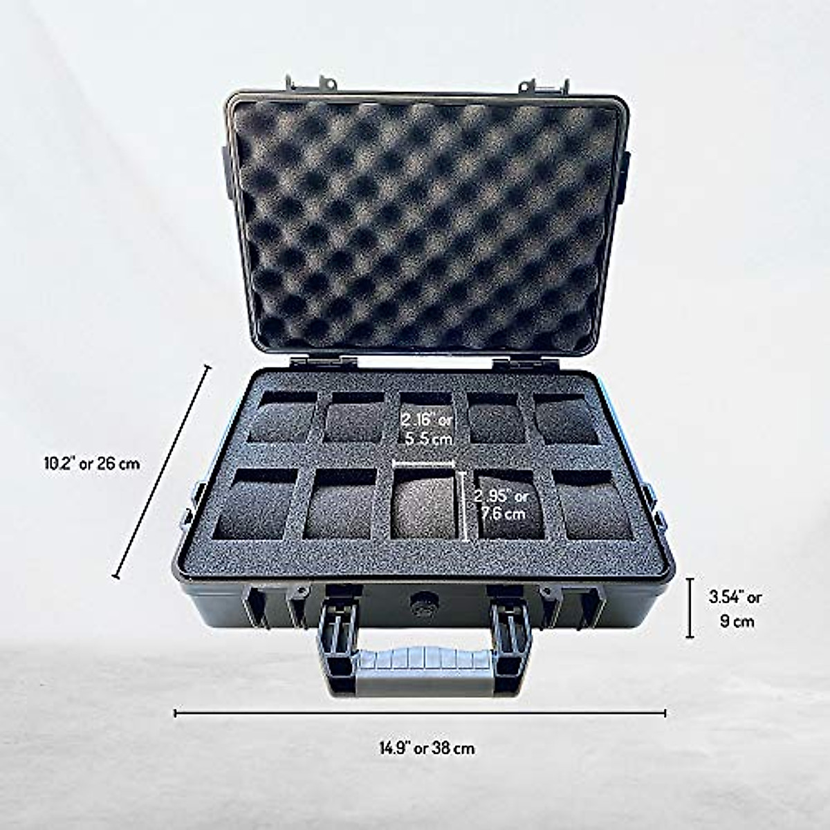 ModernGen 10 Slot Watch Box Travel Case - Heavy Duty Plastic Impact Resistant Waterproof