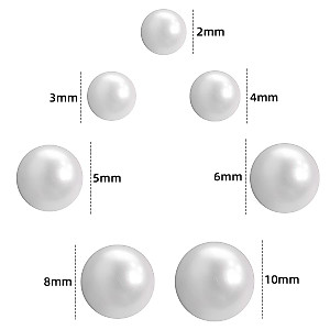 5600 Pieces Half Pearl Beads for Crafting Flatback Crafts Pearls for Nail Art Craft DIY Scrapbooking Jewelry Making Makeup Phone Shoes White Pearls Gems Half Round Flat Back Pearls (2/3/4/5/6/8/10mm)