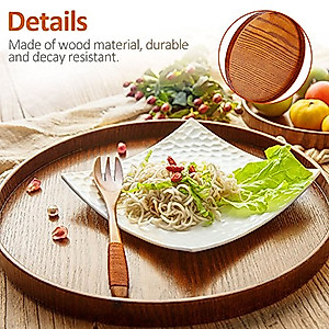 Fdit Wood Serving Plate Tray for Dessert Cake Coffee Red Tea Kitchen or Restaurant Using (33cm / 12.99 inch)