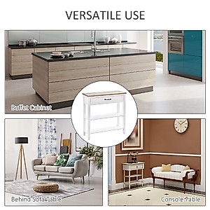 HOMCOM Modern Style Sofa Console Entry Hallway Table with Drawer and Shelves, Sturdy Build, and Large Storage, White