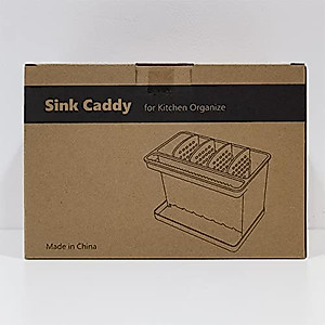 YOHOM Dish Brush Holder for Kitchen Sink Sponge Caddy Countertop Organizer Plastic Scrub Brush Holder with Dividers