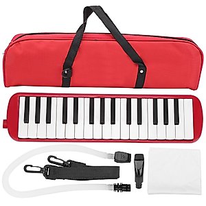 Beginner Melodica, 32 Keys Simple Melodica Portable Melodica with Carry Bag Melodica with Cornet Mouthpiece for Children Beginner Musical Training(red)