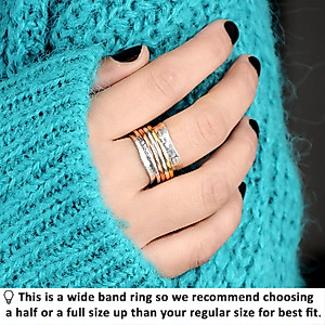 Boho-Magic Spinner Ring for Women 925 Sterling Silver with Copper Brass and Silver Fidget Rings (9)