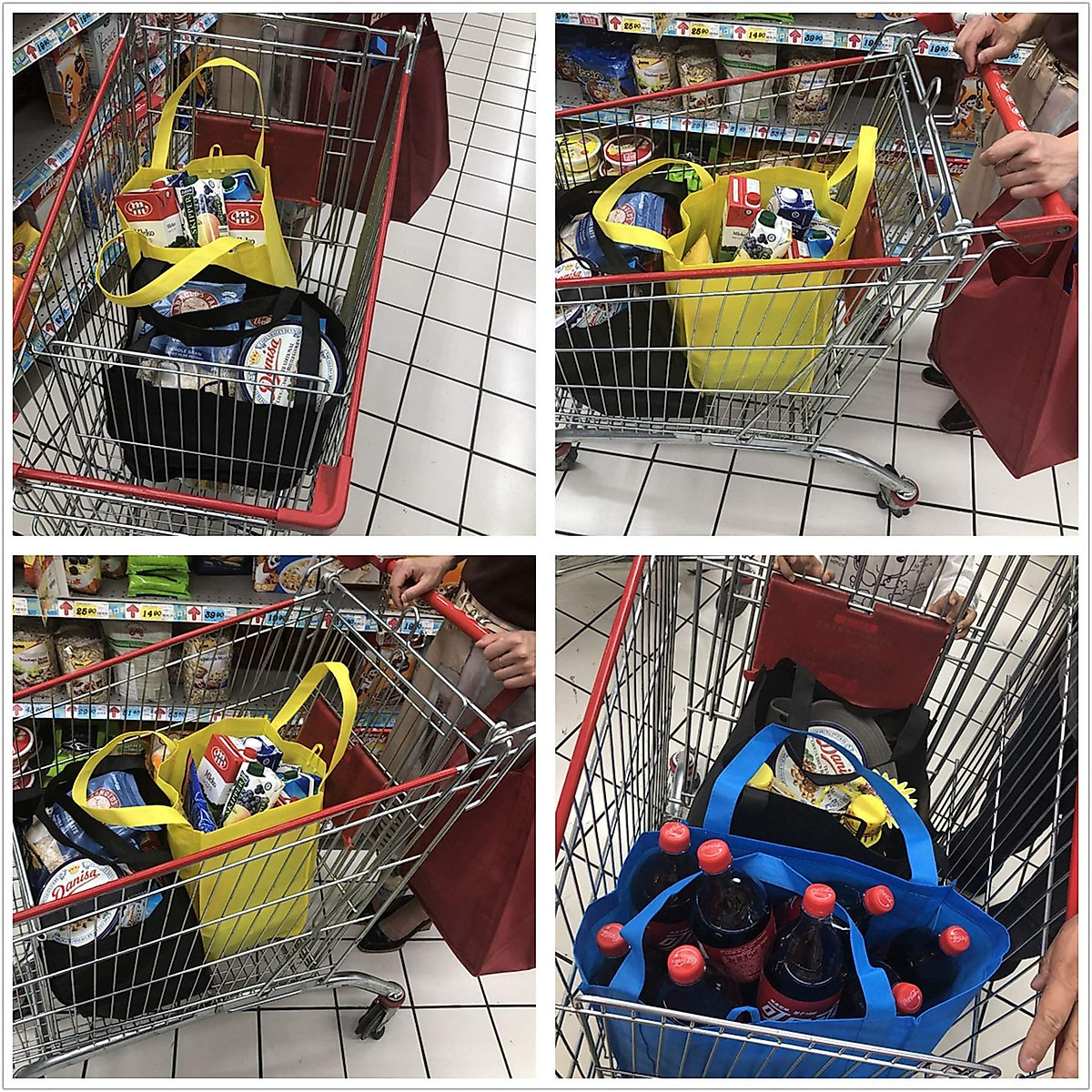 Set of 10 Reusable Grocery Bags Heavy Duty Shopping Bags Large Grocery Totes with Reinforced Bottom Super Sturdy Handles, Green