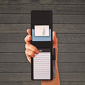 Samsill Mini Pocket Notepad Holder and Memo Pad 5 Pack Bundle, Durable Cover, Includes Five 2 7/16 x 4 1/4" Sized Writing Pads with 40 Lined Sheets, Refillable, Black