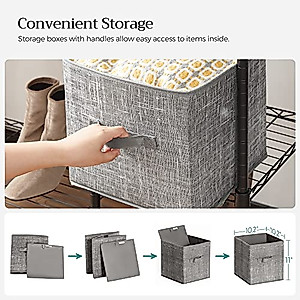 SONGMICS Clothes Rack with Shelves, Garment Rack for Hanging Clothes, Heavy Duty Closet Rack, Steel Portable Closet with Fabric Storage Boxes, Adjustable Shelves, for Bedroom, Black ULGR401B01