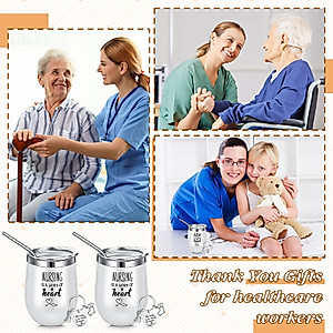 Yinkin 4 Pcs Nurse Appreciation Christmas Gift Set Nurse Tumbler Cup Thank You Wine Tumbler Inspirational Keychain for Nurse Birthday Graduation Retirement Gifts Nurses Week Gift (Nursing)