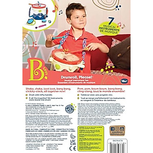 B. toys – Musical Drum- 7 Instruments Toy Drum Kit- Drumroll Please- Musical Toys for Kids 18 months + (7-Pcs)