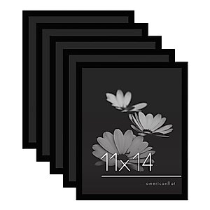 Americanflat 11x14 Picture Frame with Polished Plexiglass - Set of 5 - Galleria Collection - Gallery Wall Frame Set for Wall Display - Black