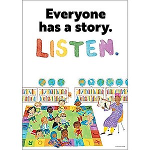 Carson Dellosa Education All Are Welcome Everyone Has a Story Poster—Motivational Wall Art or Bulletin Board Decor, Inspirational Classroom, Office, Homeschool Decorations (13.37" x 19")