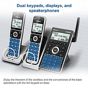 VTech VS306-3 DECT 6.0 3 Handsets Cordless Home Phone with Bluetooth, Answering System, Smart Call Blocker, Caller ID Announce, Backlit Display, Duplex Speakerphone (Silver & Black)