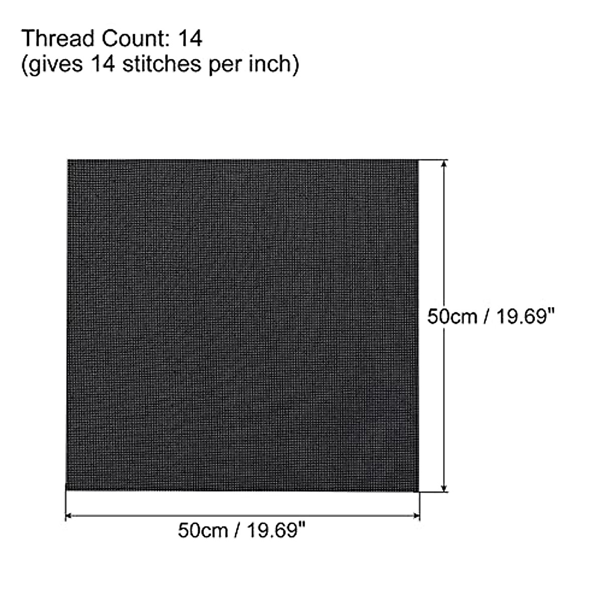 PATIKIL 14 Count Cross Stitch Cloth 20" x 20", Embroidery Cotton Fabric for DIY Needlework, Black