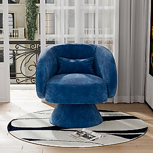 Nolohoo Swivel Accent Chair Set of 2, Upholstered Swivel Cuddle Barrel Sofa Chairs for Living Room, Comfy 360 Degree Modern Round Swivel Armchair for Bedroom, Office, Hotel (Teal, Linen)