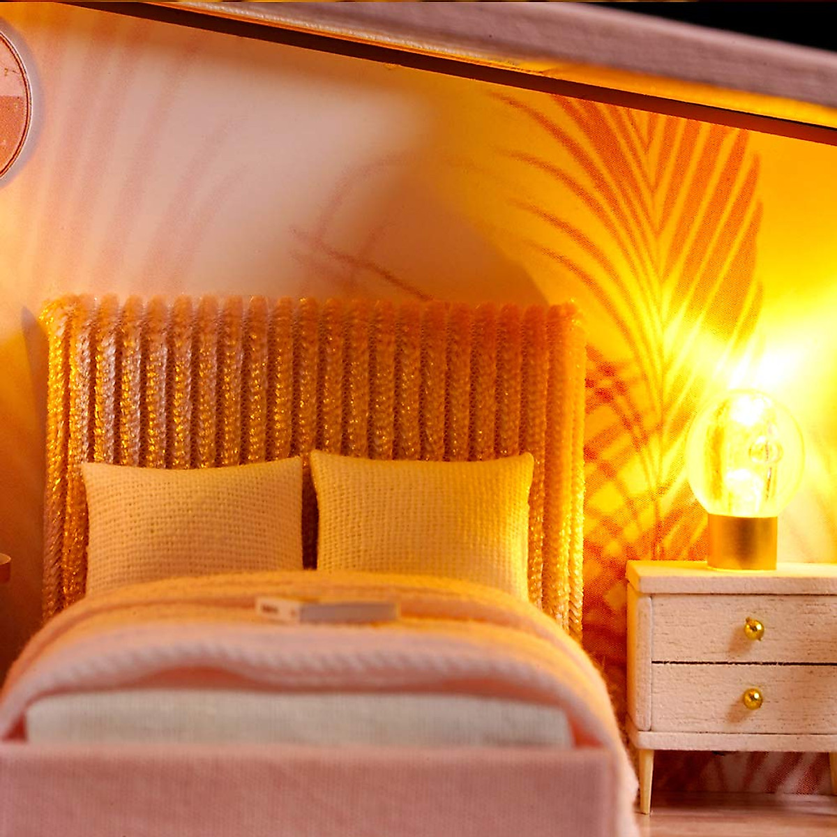 Fsolis DIY Miniature Dollhouse Kit with Furniture and Lights, 3D Wooden Modern Tiny House 2 Story Gifts for Teens Adult