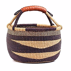 Fair Trade Bolga African Fair Trade Ghana Navy Blue Bolga Baskets (Extra Large: 17"-19" Across))