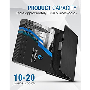 MaxGear Business Card Holder for Men & Women, RFID Pocket Business Card Case, Slim Business Card Wallet, Business Card Holders, Credit Card Holder, 3.7 x 2.3 x 0.3 inches, Stainless Steel, Black