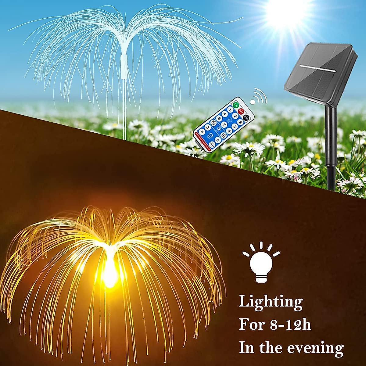 Atildp Upgraded Solar Garden Lights, 5 Pack Solar Jellyfish Lights with 8 Flash Mode Remote Control, Multi-Color Solar Lights Outdoor for Backyard Christmas Party Wedding Birthday