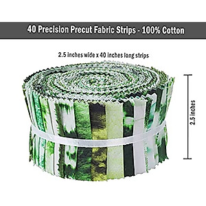 Soimoi 40Pcs Tie Dye Print Cotton Precut Fabrics for Quilting Craft Strips 2.5x42inches Jelly Roll - Green