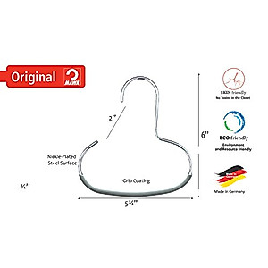 Mawa by Reston Lloyd Accessory Non-Slip Space-Saving Clothes Hanger Hook for Scarves, Style G1, Set of 5, Silver