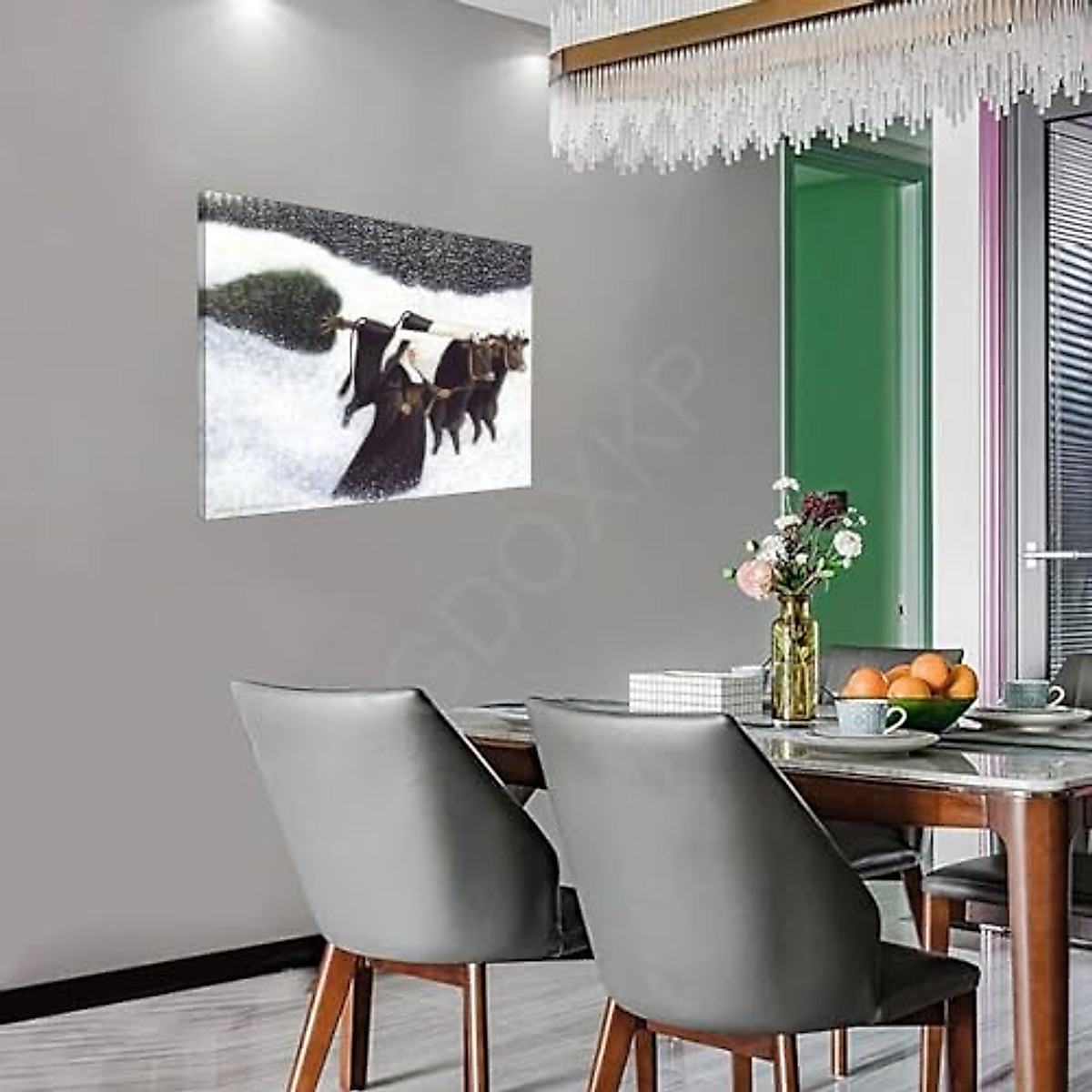 Artist Lowell Herrero Works Naive Art American Folk Art Cow Art Poster Canvas Poster Wall Art Decor Print Picture Paintings for Living Room Bedroom Decoration Frame-style 20x16inch(50x40cm)