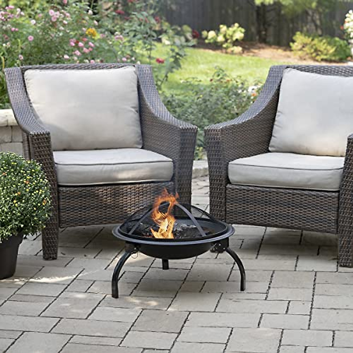 Blue Sky Outdoor Living WBPFP22 21.25” Round Folding Leg Portable Wood Fire Pit