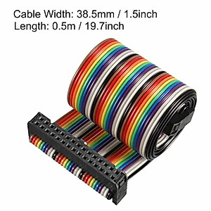 Tool parts IDC Rainbow Wire Flat Ribbon Cable 30P A-type FC/FC Connector 2.54mm Pitch 0.5m