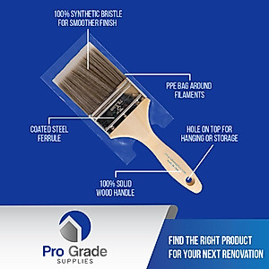 Pro Grade - Paint Brushes - 2Ea 3" Flat Brushes