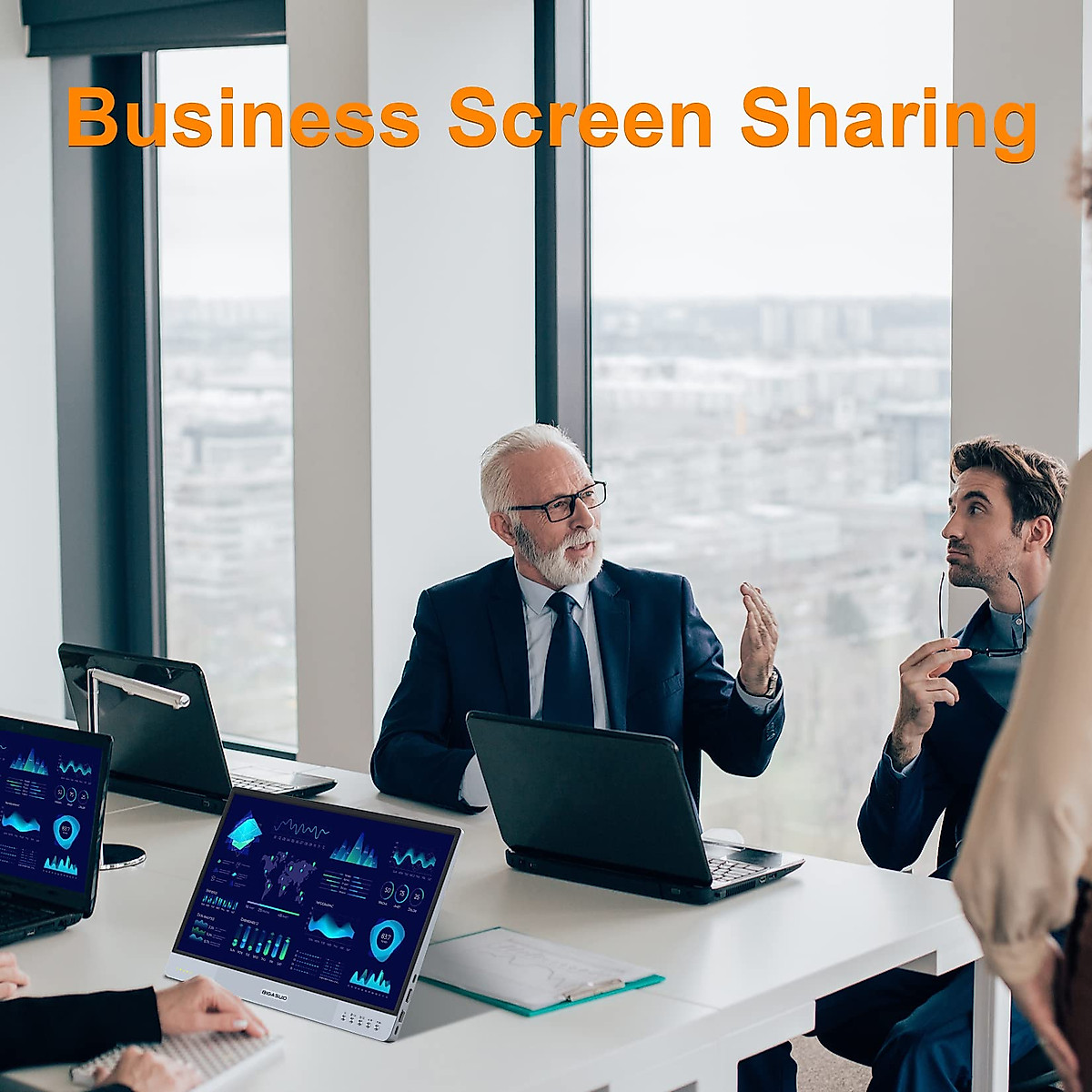 BIGASUO Portable Monitor, 15.6 FHD HDR 1080P Portable Laptop Monitor, Built-in 6000mAh Rechargeable Battery, Dual Spearker for Laptop PC/MacBook/Phone Xbox Switch PS4 PS5- Gift for Family and Friends