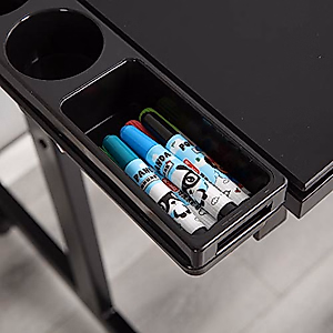 SogesHome Adjustable Drafting Table, Drawing Board Art & Craft Desk Folding Art Desk, with Side Tray, 4 Universal Lockable Casters, Black