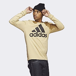 adidas Amplifier Long Sleeve Badge of Sport Tee Men's, Beige, Size Medium