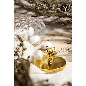 EMPO Bathroom Glass Storage Organizer Apothecary Jars with Gold lids for Cotton Swabs, Rounds, Balls, Makeup Sponges, Blenders, Bath Salts (Elk)