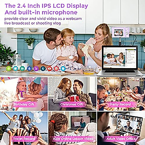 Digital Camera, NEZINI 2 Charging Mode Autofocus Kids Camera, Full HD 1080P 48MP LCD Mini Vlogging Camera, 16X Zoom Compact Pocket Camera Point and Shoot Camera for Kids Teens Beginners (Purple)