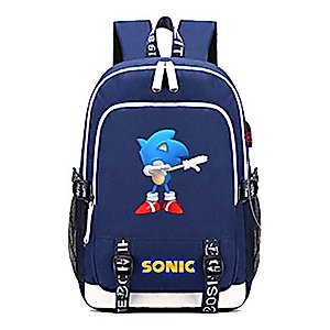 Gmoke Cartoon Canvas Laptop Backpack for Teen, Backpack for Women Men with USB Charging Port. (Blue8)