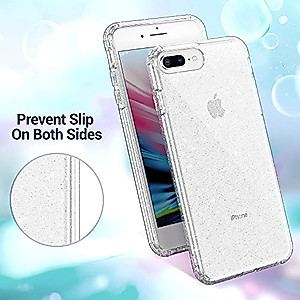 ULAK Compatible with iPhone 8 Plus Case Clear Glitter, iPhone 7 Plus Case Sparkle Bling, Soft TPU Women Girls Shockproof Protective Phone Cover Designed for iPhone 7 Plus/8 Plus 5.5 inch (Glitter)