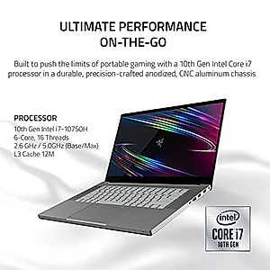 Razer Blade 15 Base Gaming Laptop 2020: Intel Core i7-10750H 6-Core, NVIDIA GeForce RTX 2070 Max-Q,15.6" 4K OLED,16GB RAM,512GB SSD, CNC Aluminum,Chroma RGB,Thunderbolt 3,Creator Ready, Mercury White