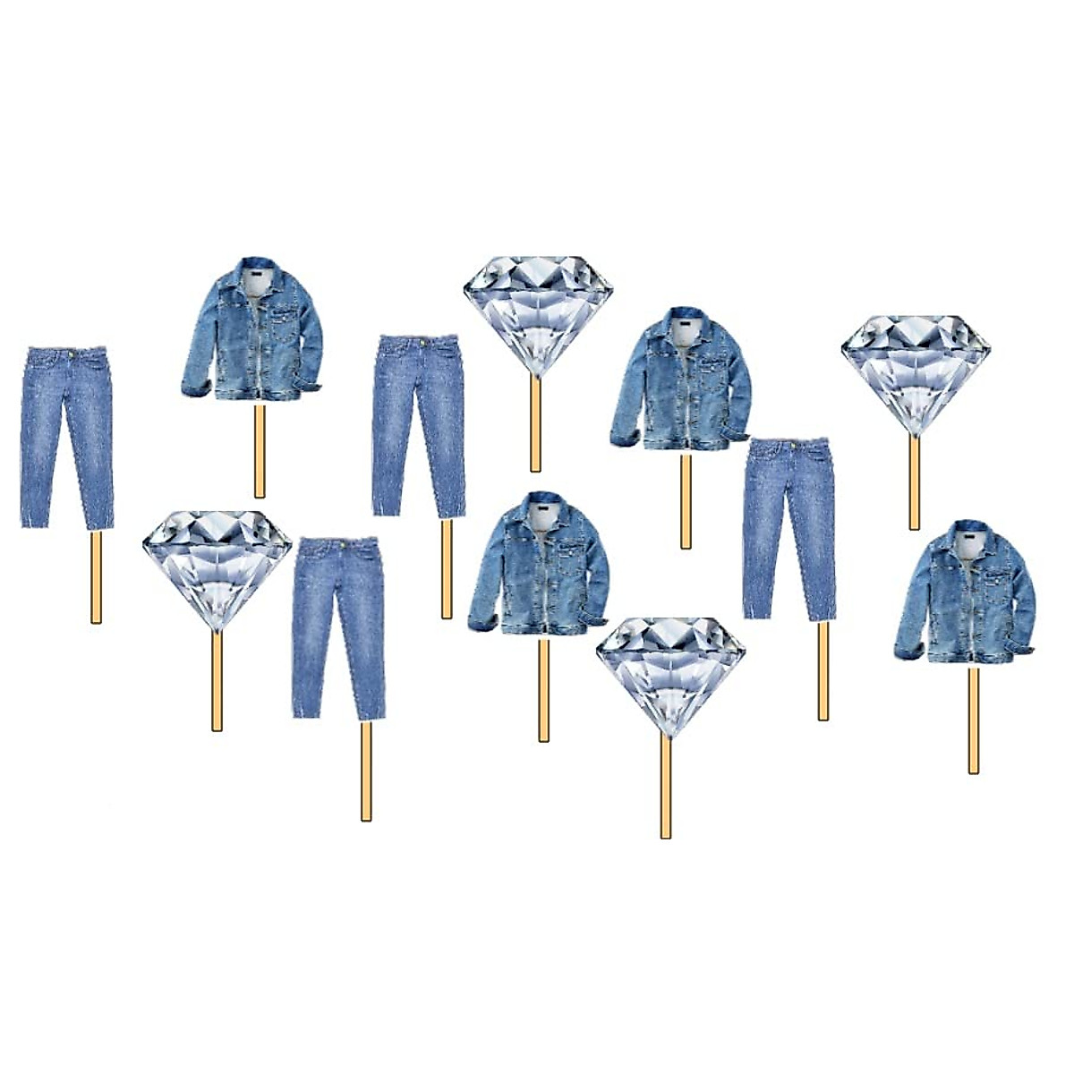 12 Denim and Diamonds Theme Party Cupcake Toppers/Food picks
