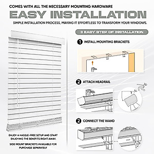 Ultra Premium White 2" Inch Faux Wood Blind 35" W x 72" L