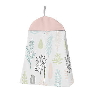 Sweet Jojo Designs Pink and Grey Jungle Sloth Leaf Baby Girl Nursery Crib Bedding Set - 4 pieces - Blush, Turquoise, Gray and Green Tropical Botanical Rainforest